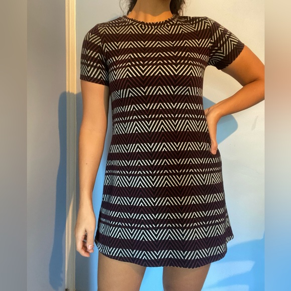 Zara | Dresses | Zara Soft Knitted Zig Zag Pattern Mini Dress Flare Fit ...